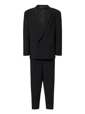 Giorgio Armani Single-breasted Peak-lapel Virgin-wool Suit - Nero