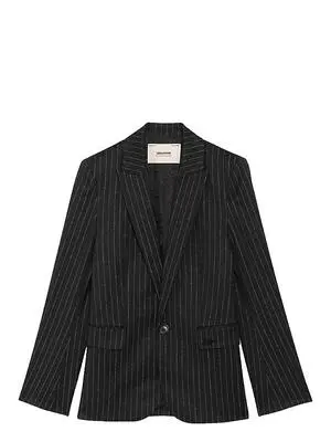 Zadig&Voltaire Valser Shimmer-stripe Single-breasted Stretch-woven Blazer - Anthracite