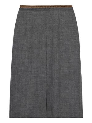 Prada Virgin-wool Midi Skirt - Grey