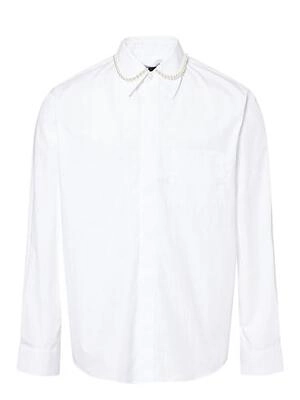 Simone Rocha Pearl-embellished Cotton Shirt - White/pearl