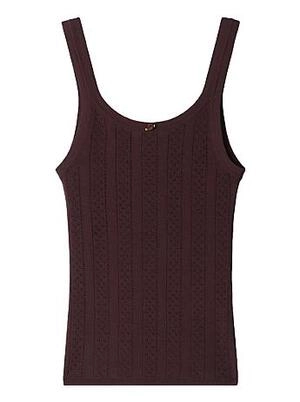 Sandro Scoop-neck Pointelle Knitted Vest Top - Brown