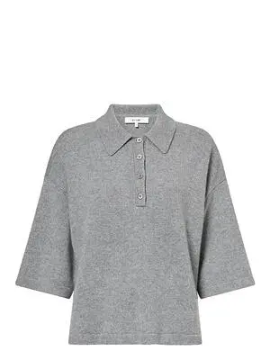 FRAME Relaxed-fit Cashmere Polo Shirt - Graphite Grey