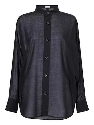Issey Miyake Oversized Sheer Wool-blend Shirt - Black