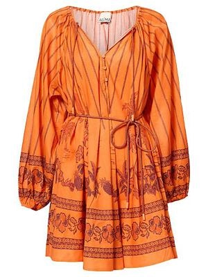 ALEMAIS Boathouse Printed Cotton Mini Dress - Orange