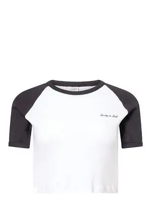 SPORTY & RICH Logo-print Cropped T-shirt - White/black