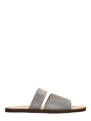 Brunello Cucinelli Double Strap Suede Sandals - Grey