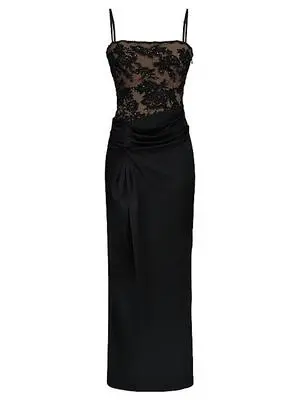 House Of Cb Eliette Embellished Lace Maxi Dress - Black