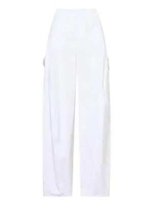 Alaïa Barrel-leg High-rise Cotton-poplin Cargo Trousers - Blanc