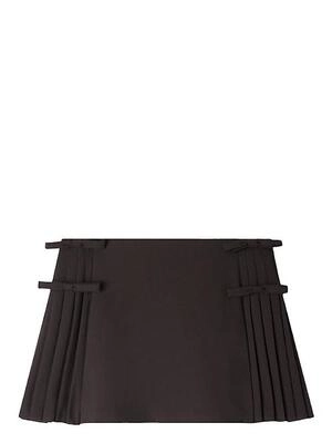 Sandro Pleated Mini Skirt With Bow Detail - Brown