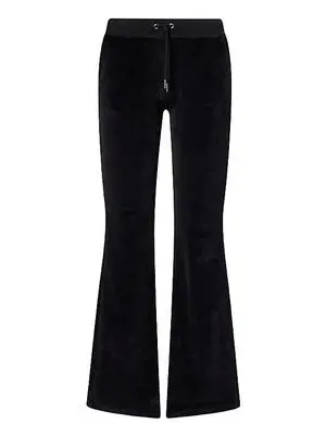 SPORTY & RICH Flared Cotton Jogging Bottoms With Crystal Logo - Black