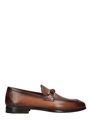 Magnanni Braided Bit Leather Loafers - Tan