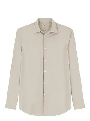 Boggi Milano Slim-fit Long-sleeved Stretch-woven Shirt L Beige