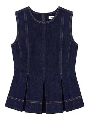 RO&ZO Sleeveless Peplum Hem Denim Top - Blue