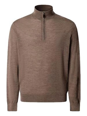 HACKETT Regular-fit Merino-wool Half-zip Jumper - Putty Beige