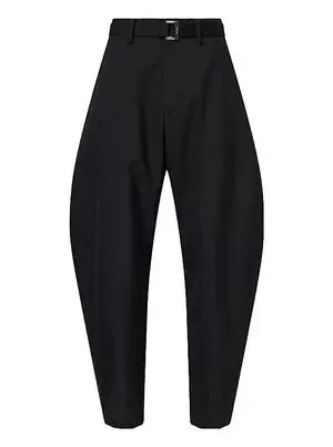 Sacai Barrel-leg Wool-blend Trousers - Black
