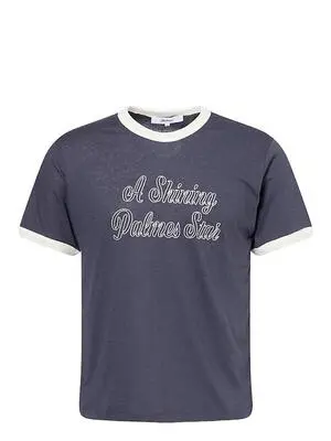 PALMES Slogan-embroidered Cotton-blend T-shirt - Navy