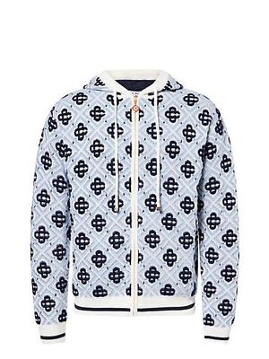 Casablanca Monogram Zip-up Wool Hoody - Blue