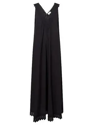 Dissh Annabel Lace-trim Cotton-blend Maxi Dress - Black