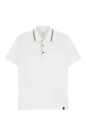 Boggi Milano Jacquard-collar Stretch Cotton-blend Polo - White