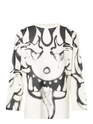 ADIDAS Y-3 Graphic-print Long-sleeve Cotton T-shirt - White