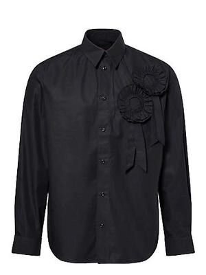 Simone Rocha Ruffle Rosette Cotton Shirt - Black