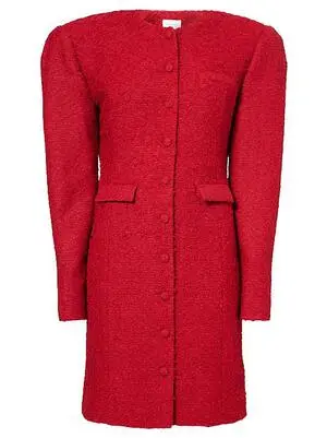 Magda Butrym Padded-shoulder Bouclé Mini Dress - Red
