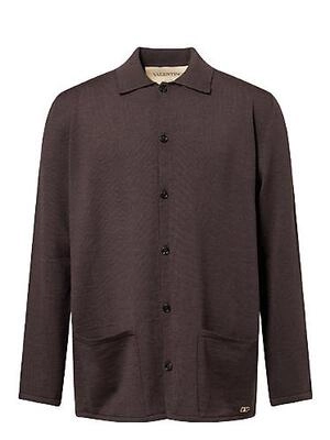 Valentino Garavani Vlogo Signature Pointed-collar Virgin-wool Cardigan - Marrone