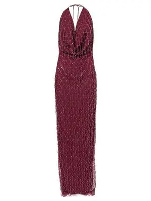 ROTATE BY BIRGER CHRISTENSEN Halterneck Open-back Sequin Maxi Dress - Winetasting