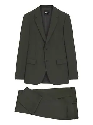BOSS Single-breasted Slim-fit Stretch-wool Suit - Open Green