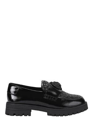 Kurt Geiger Eagle Crystal Patent Leather Loafers - Black