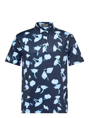 G/fore Blurred Floral Print Woven Polo T-shirt Xxl - Twilight