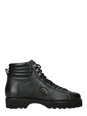 Valentino Garavani Leather Lace-up Combat Boots - Black
