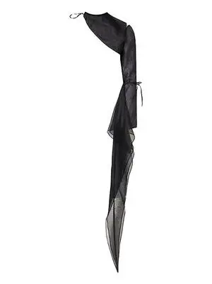 REEM ALKANHAL Half-sleeve Semi-sheer Silk Bolero Top - Black