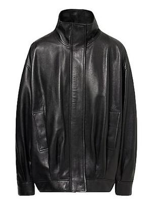 ARMA Paula Funnel-neck Leather Jacket - Black