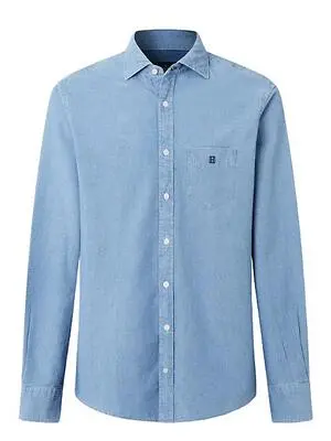 HACKETT Heritage Classic-fit Chambray Cotton Shirt - Light Blue