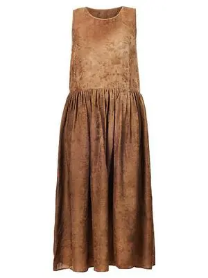 UMA WANG Sleeveless Floral Woven Midi Dress - Mustard