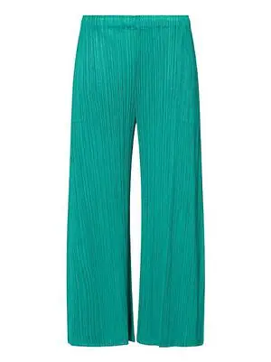 Issey Miyake Pleated Ankle-crop Knitted Trousers - Green