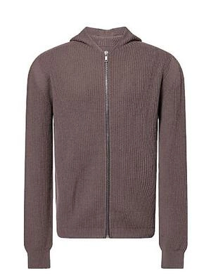 Rick Owens Rick Owens Rib-Knit Zip-Up Hoody Dark Dust
