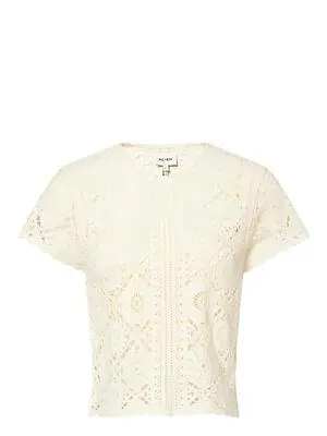 ME+EM Open-knit Crochet Cotton Top - Cream