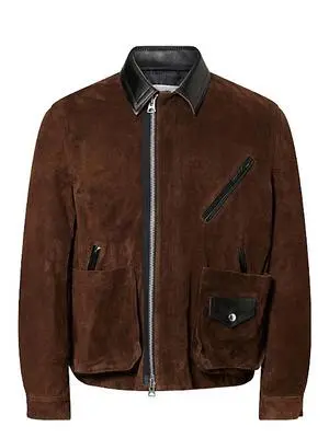 Sacai Suede Contrast Collar Jacket - Brown
