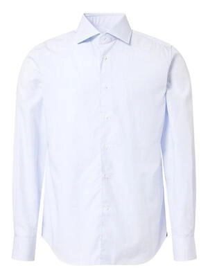 Corneliani Window Pane Check Cotton Shirt - White Blue