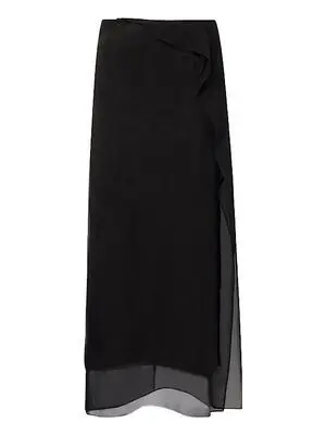 OUDE WAAG Layered Cupro-blend Maxi Skirt - Black