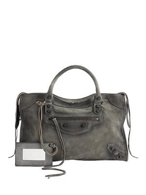 Balenciaga Balenciaga Le City Medium Suede Shoulder Bag Anthracite