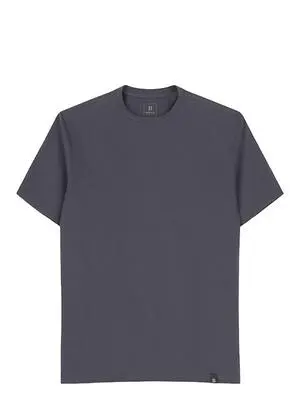 Boggi Milano Short-sleeved Branded-tab Stretch-cotton T-shirt - Dark Grey