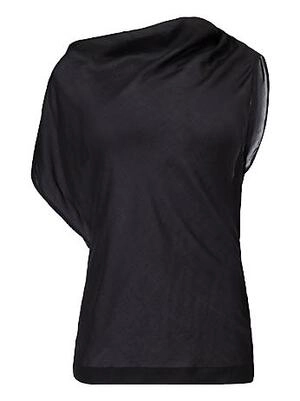 BELLE ANNA Reverie Asymmetric Woven Top - Black