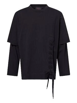 Simone Rocha Layered Long-sleeve Cotton-jersey T-shirt - Black/black