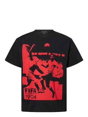 FIFA 1904 Graphic-print Crew-neck Cotton-jersey T-shirt - Black