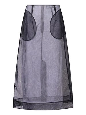 Simone Rocha Sheer Mesh Midi Skirt - Black