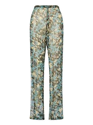 Dries Van Noten Floral-print Pleated Woven Trousers - Sky