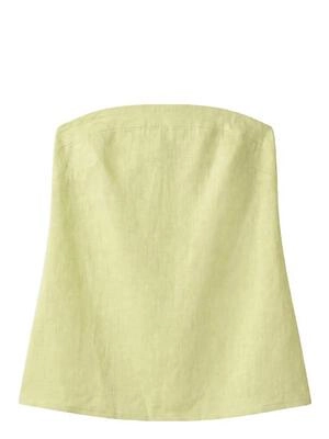 OMNES Strapless Linen-blend Top - Shadow Lime